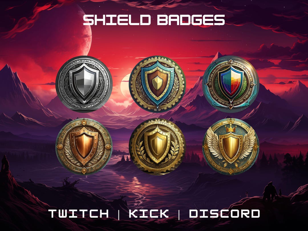 Shield Sub Badges for Twitch | Instant Digital Download | Armor/rank ...