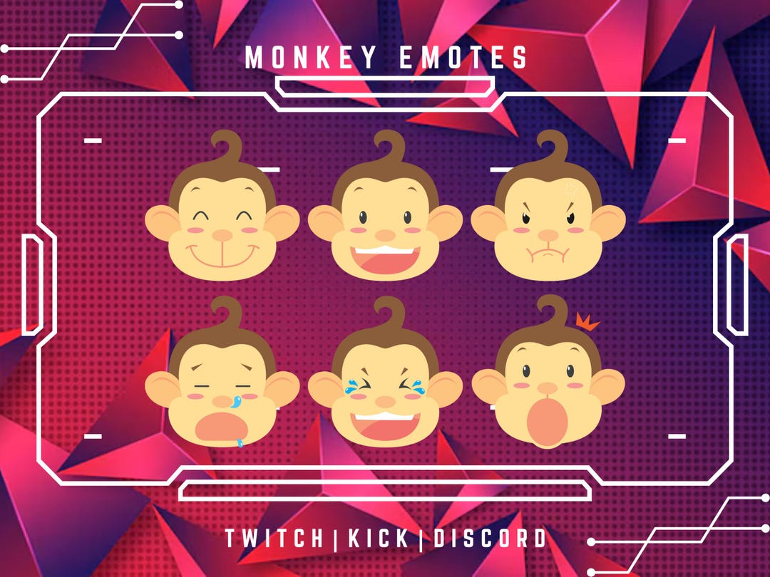 6 Monkey Emotes Bundle | Instant Download Files | Emojis for Twitch ...