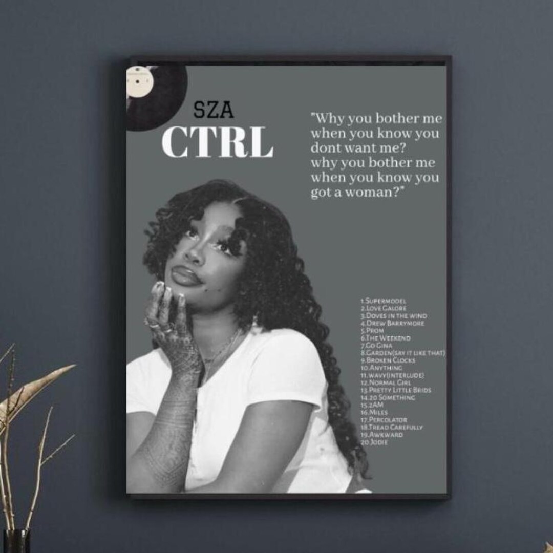 SZA Ctrl Album Black and White Matte Vertical Poster, Music Wall Art ...