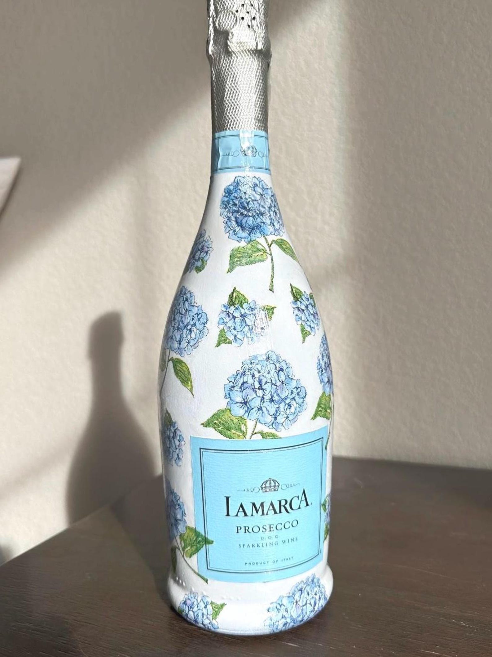 Blue Hydrangea Champagne Bottle - Perfect for Bridesmaid Proposal, Gift ...