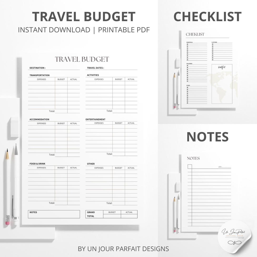 Printable Travel Budget Planner, Vacation Expenses Spreadsheet ...