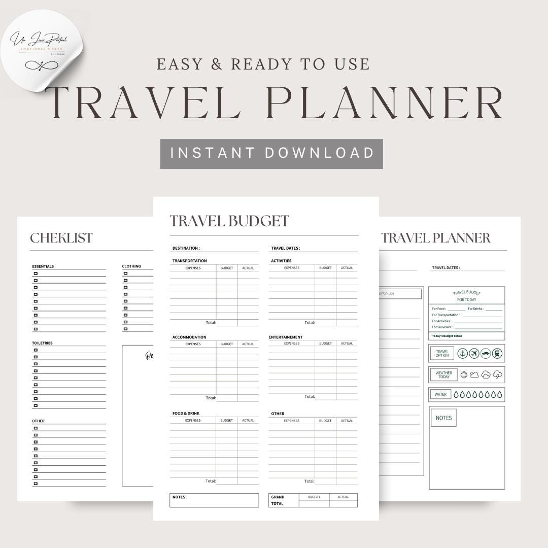 Printable Travel Budget Planner, Vacation Diaries, Financial Planner ...