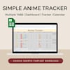 Simple Google Sheets Anime Tracker Template | Track Episodes, Ratings ...