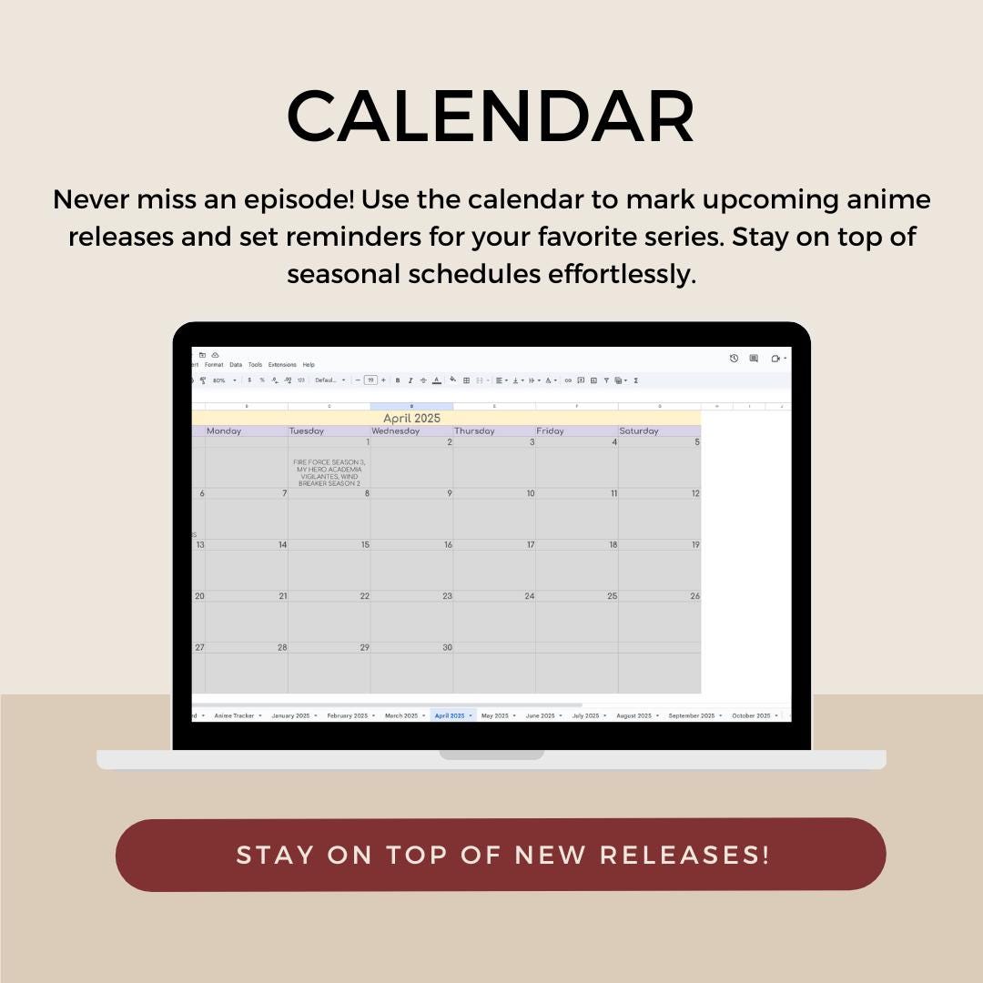 Simple Google Sheets Anime Tracker Template | Track Episodes, Ratings ...