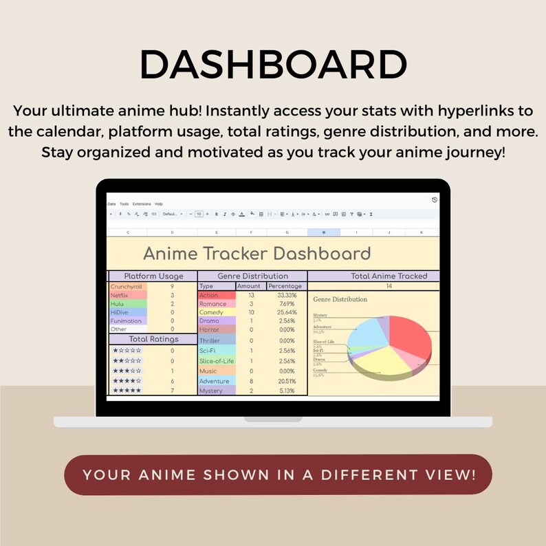 Simple Google Sheets Anime Tracker Template | Track Episodes, Ratings ...
