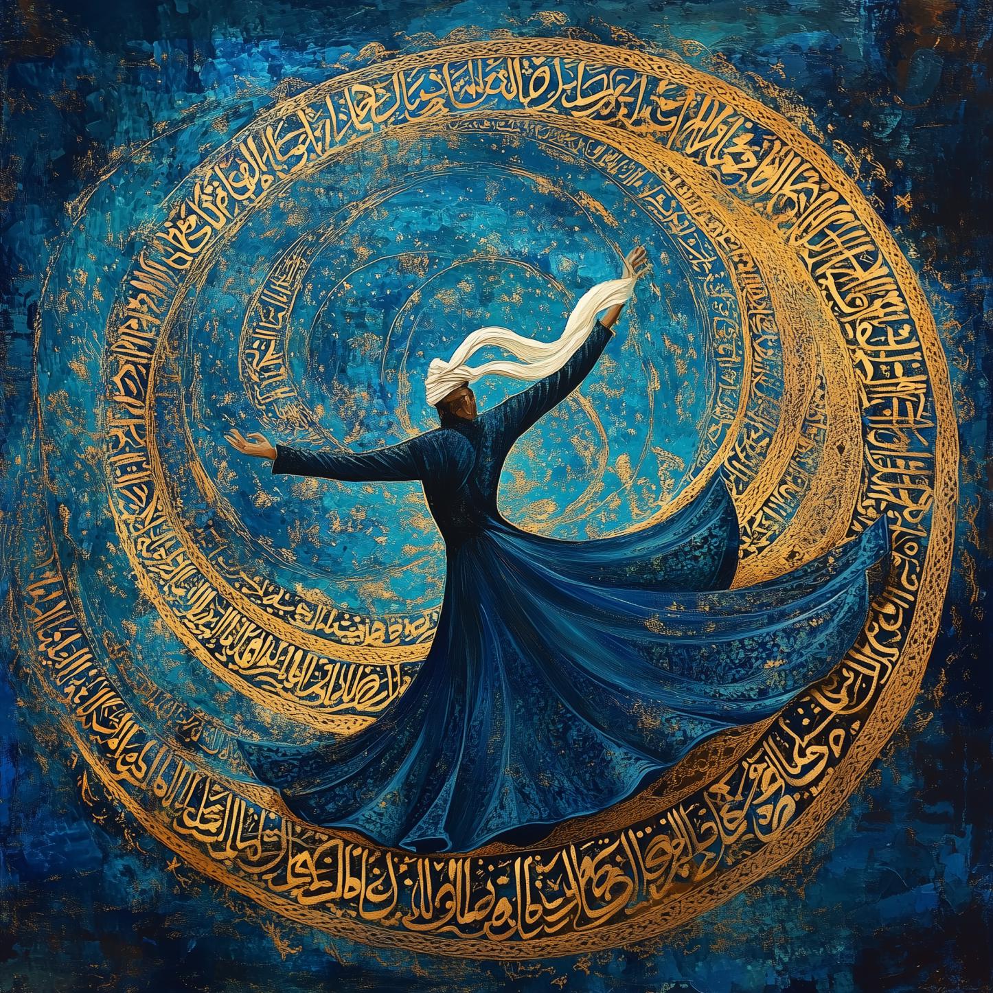 Sufi Wall Decor With Arabic Calligraphy | Whirling Dervish Digital Art ...