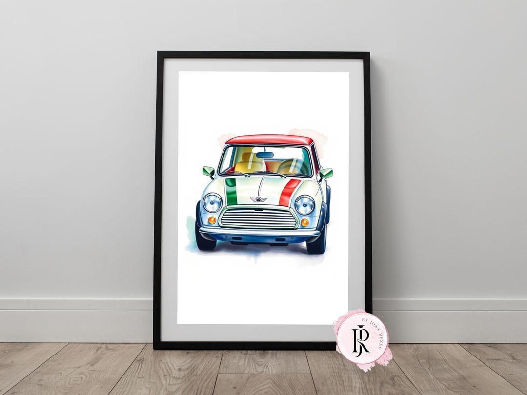 Watercolour Mini Cooper the Italian Job Movie Inspired Car Art Print ...