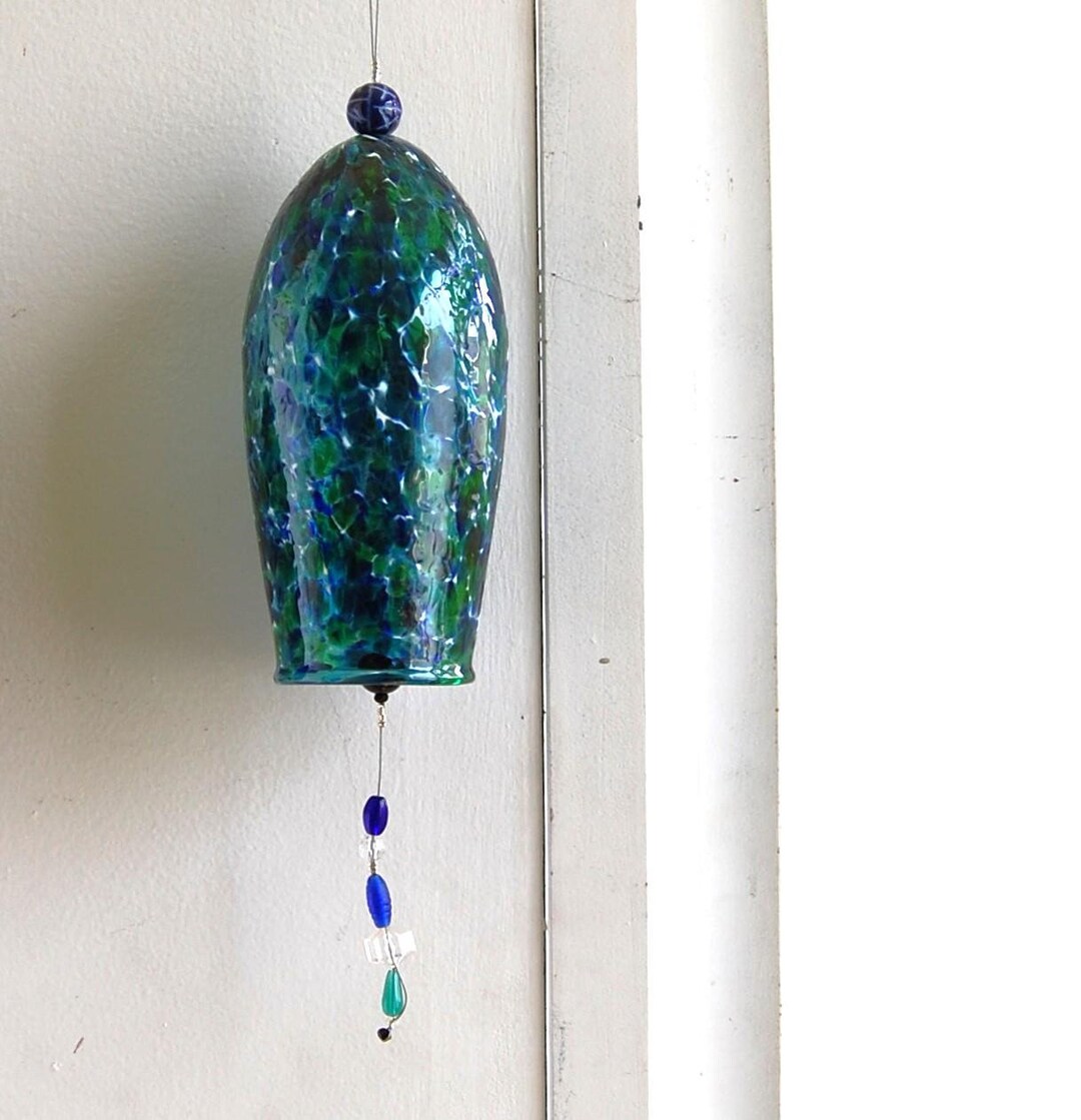 Glass Garden Bell in Blue and Green - Etsy