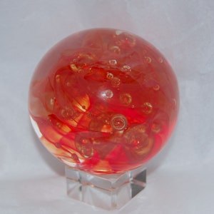Glass Sphere in Red With Bubbles - Etsy