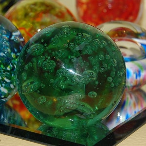 Hand Sculpted Paperweight in Green Glass With Bubbles - Etsy