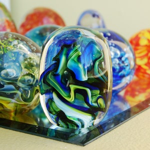 Small Glass Paperweight in Cobalt and Lime - Etsy