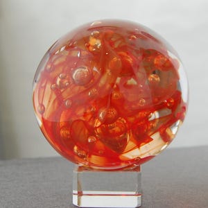 Glass Sphere in Red With Bubbles - Etsy