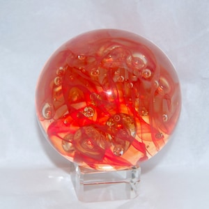 Glass Sphere in Red With Bubbles - Etsy