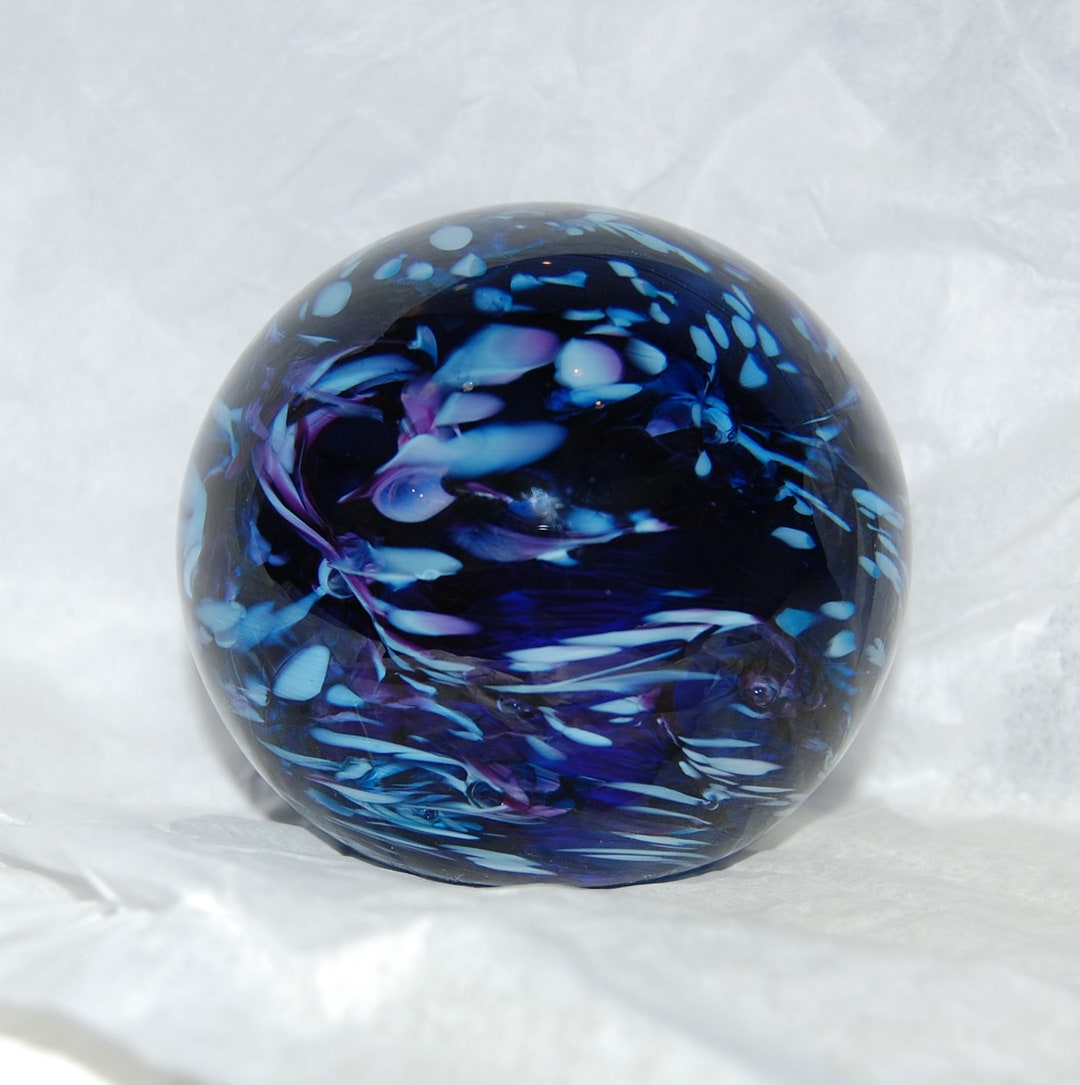 Glass Paperweight in Blue and Purple - Etsy