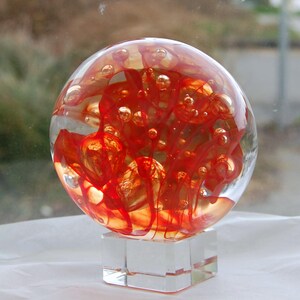 Glass Sphere in Red With Bubbles - Etsy
