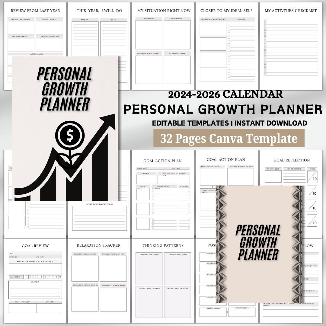 Personal Growth Planner, Self Development Planner, Goal Setting Journal ...