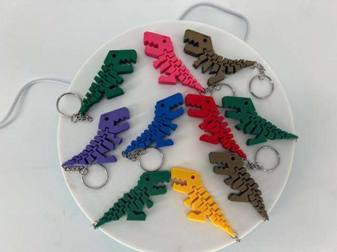 3D Printed Flexible Dinosaur Keychains - Etsy