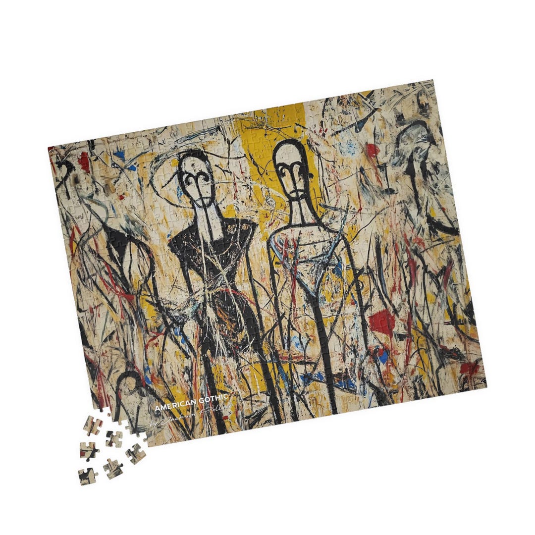 Puzzle • Jackson Pollock Re-imagined Grant Wood's „american Gothic ...