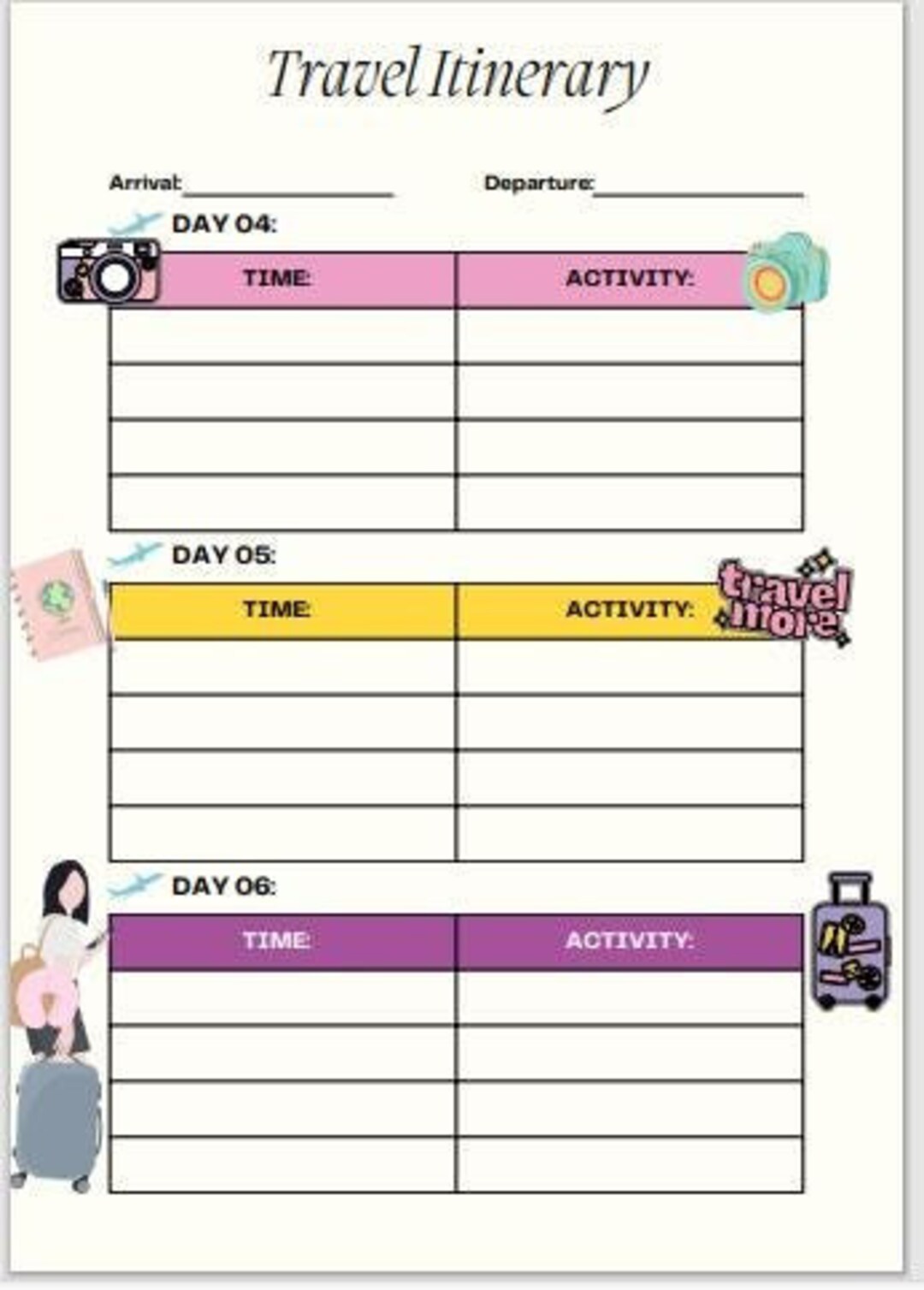 Easy and Pretty Travel Itinerary Template - Fun PDF for Vacation ...