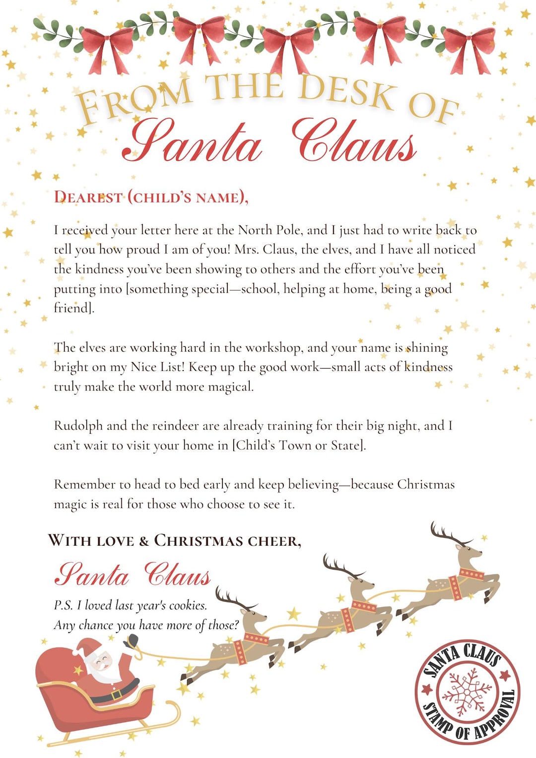 Modern Minimal Santa Reply Letter Template | Editable Canva Christmas ...