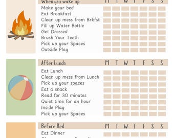 Editable Girls Summer Routine Chart | Canva Template for Kids | Daily ...
