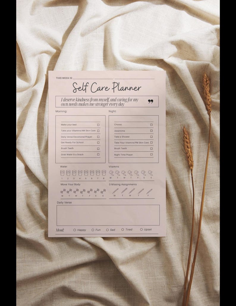Editable Teen Self Care Planner | Canva Template | Printable Wellness ...