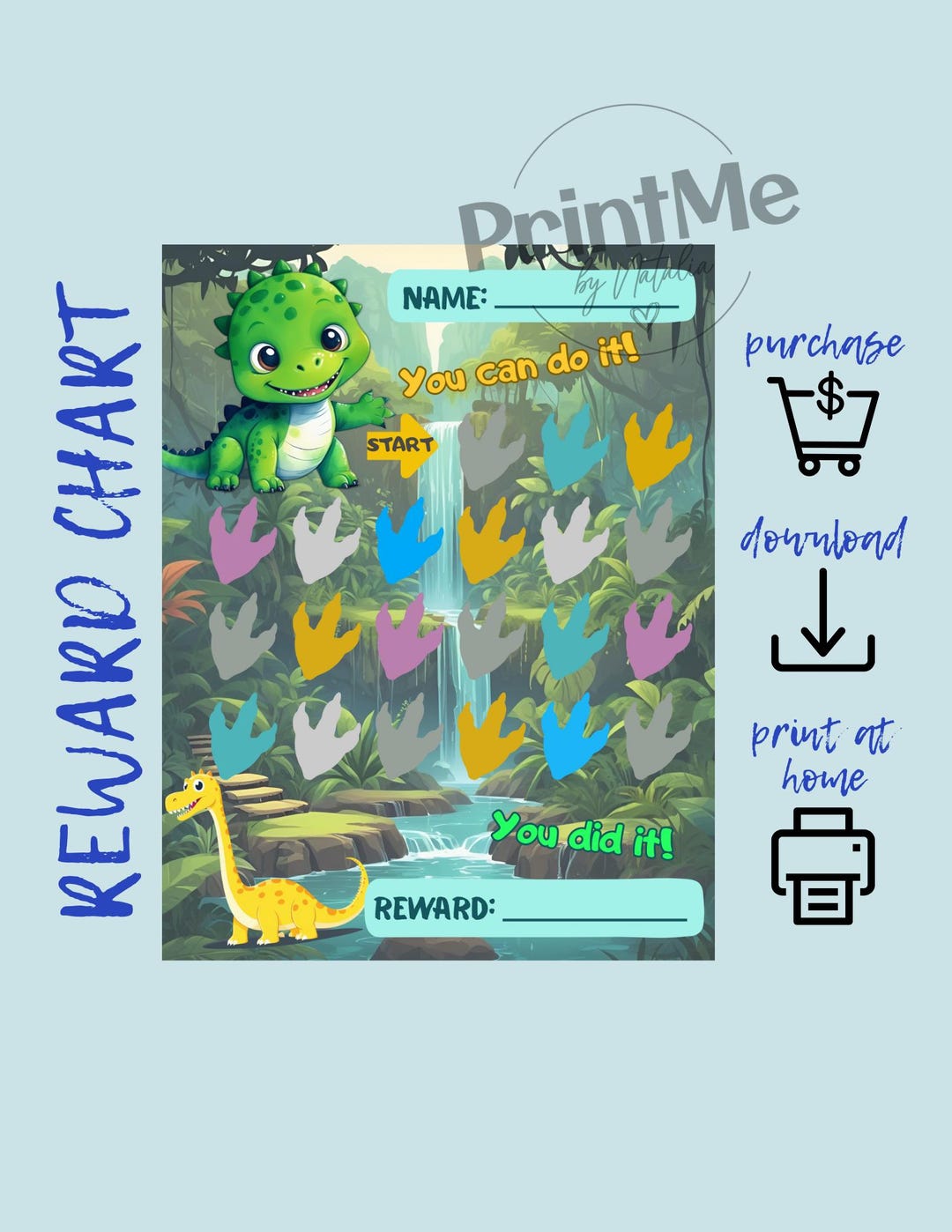 Dinosaur Reward Chart for Kids Printable – Toddler Behavior Chart ...