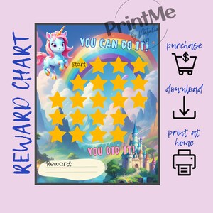 Unicorn Rainbow Reward Chart , Kids Chore Chart, Routine Tracker, Potty ...