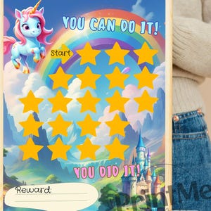 Unicorn Rainbow Reward Chart , Kids Chore Chart, Routine Tracker, Potty ...