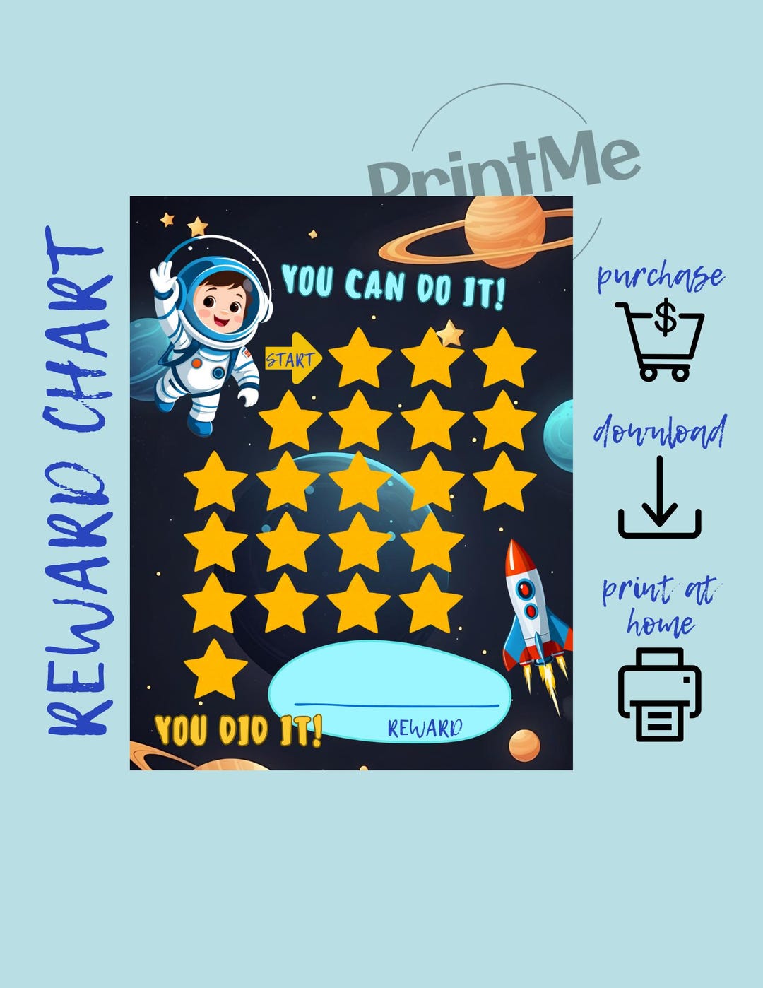 Space Reward Chart for Kids Printable – Astronaut Star Chart – Toddler ...