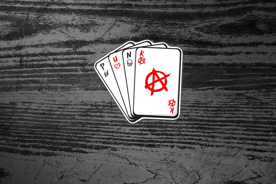 Punk Anarchy Playing Cards Sticker - King, Queen, Jack, Ace Vinyl Decal ...