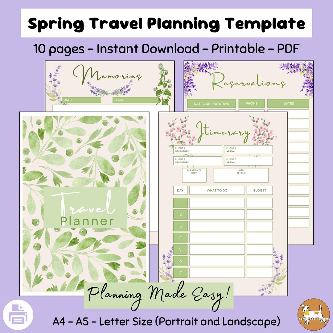 Spring Travel Planning Template Digital Download Printable PDF - Etsy