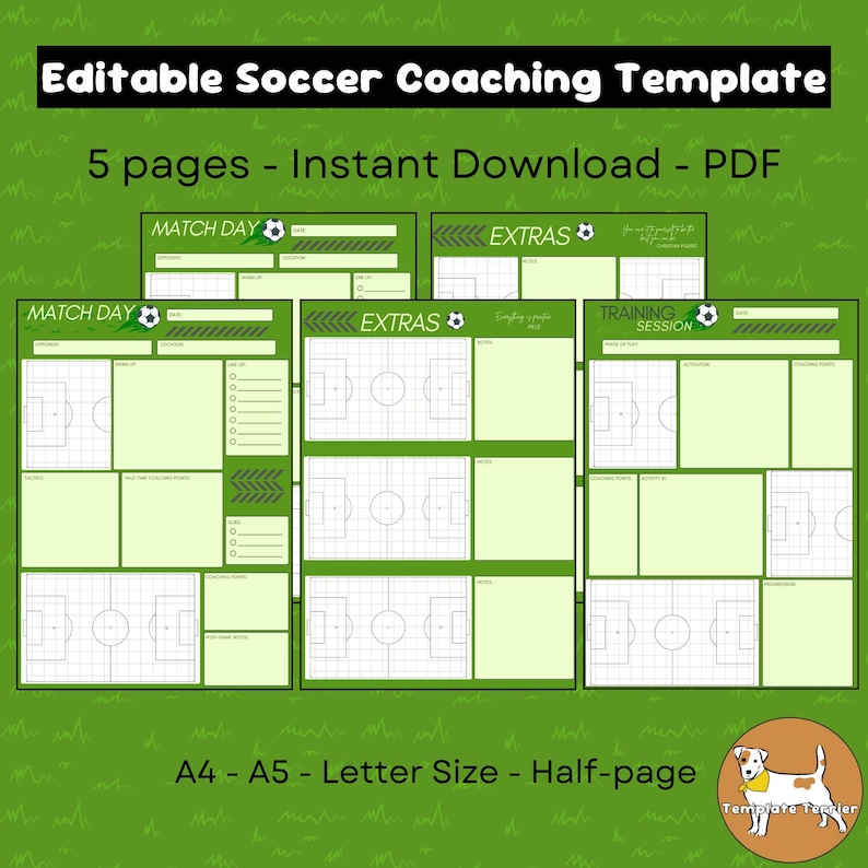 Editable Soccer Coaching Field Template Digital Download Printable PDF ...