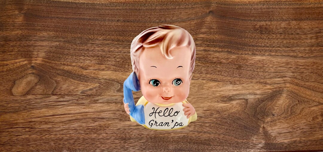 Vintage Head Vase "hello Gran'pa" / 1950s Inarco Collectible Head Vase ...