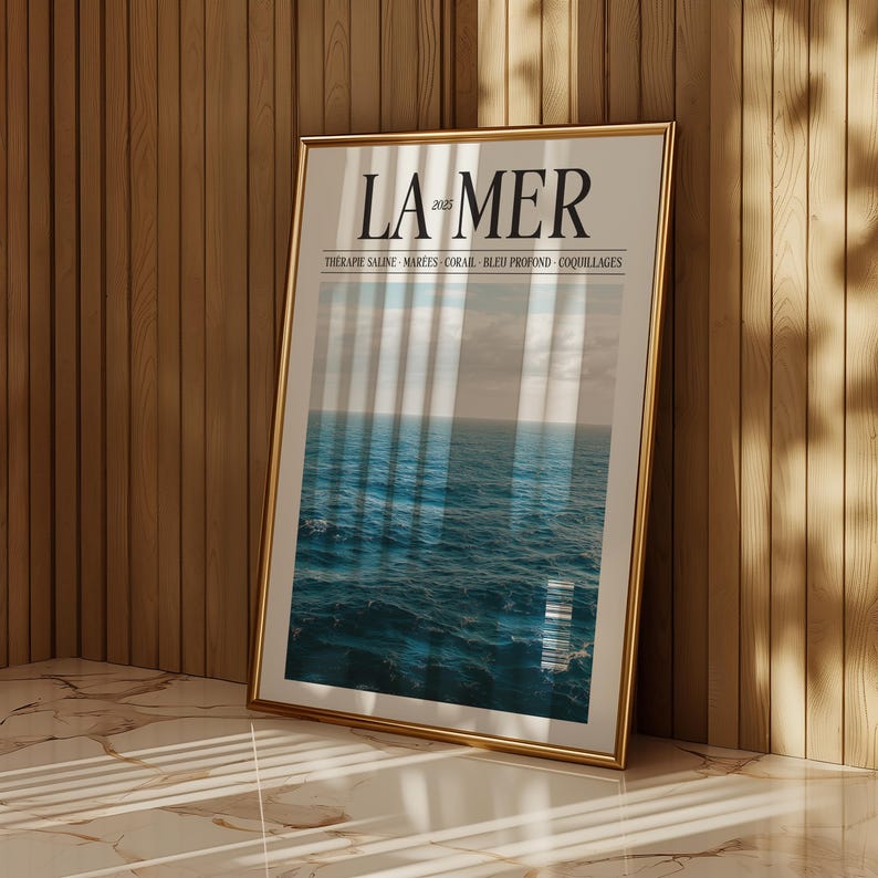 La Mer Poster | Francais Print Beach Sea Prints Surfer Cover Beach Wall ...