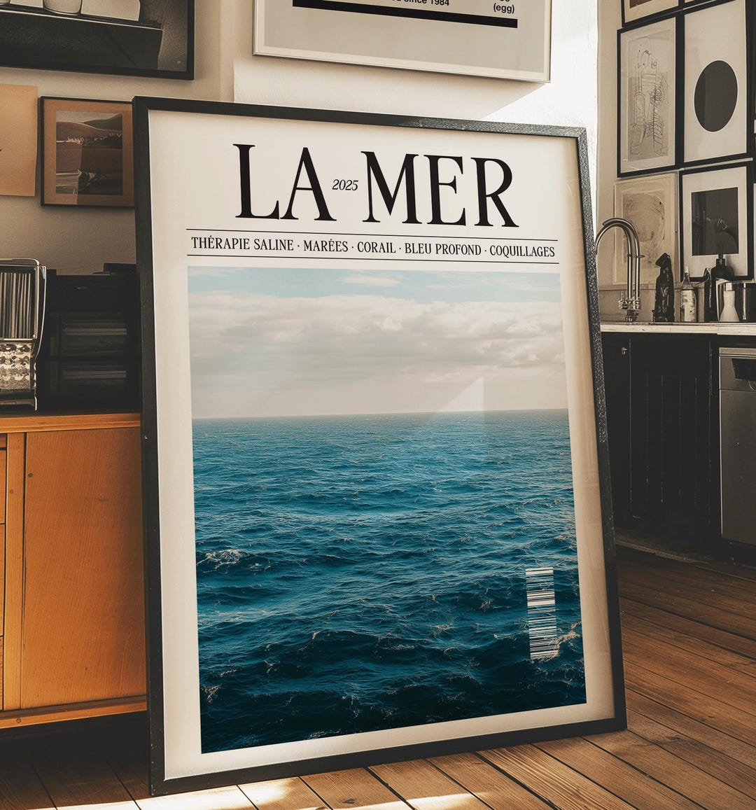 La Mer Poster | Francais Print Beach Sea Prints Surfer Cover Beach Wall ...