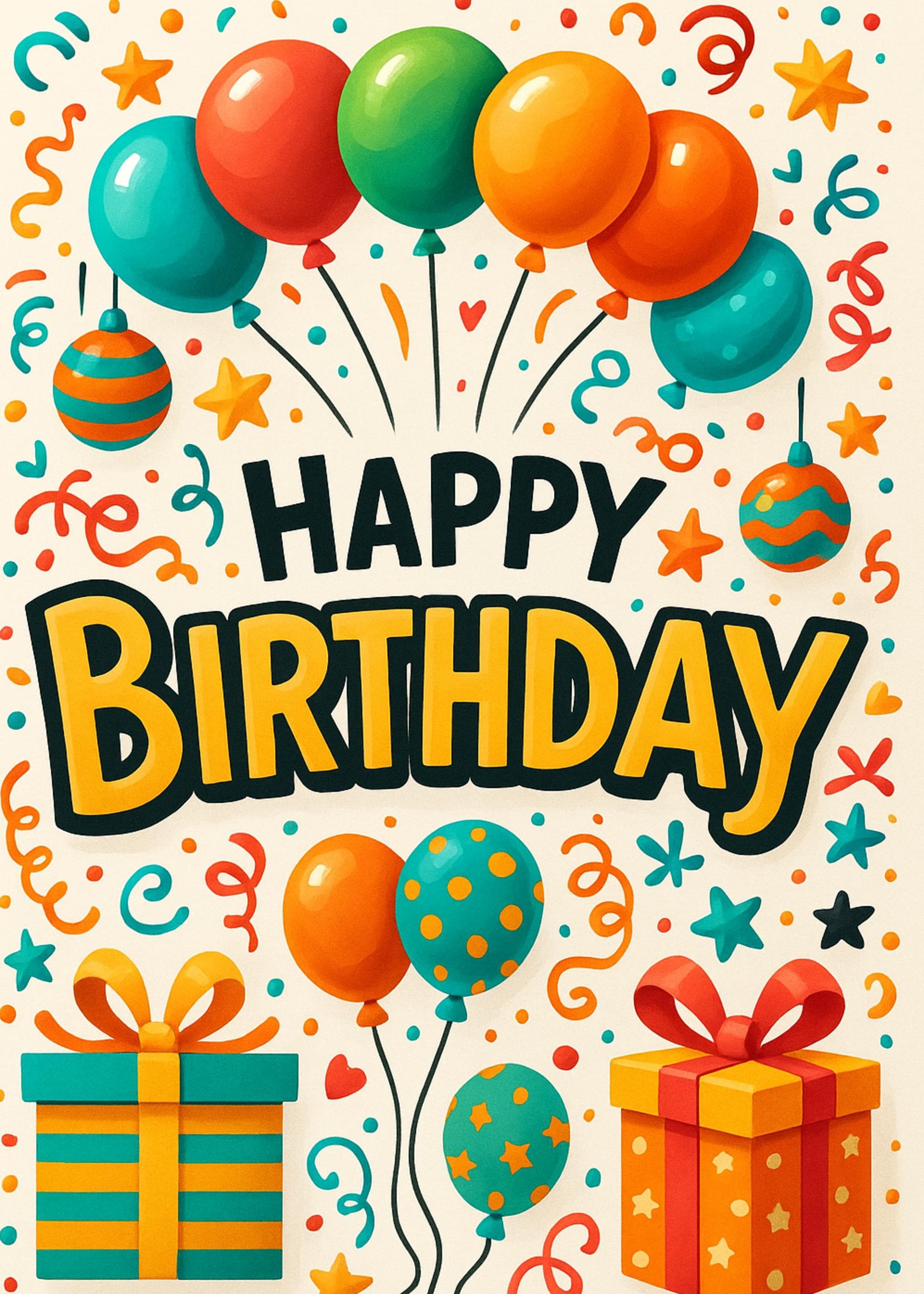 Cheerful Happy Birthday, Printable, Digital Download Available in PNG 5 in X 7 In - Etsy