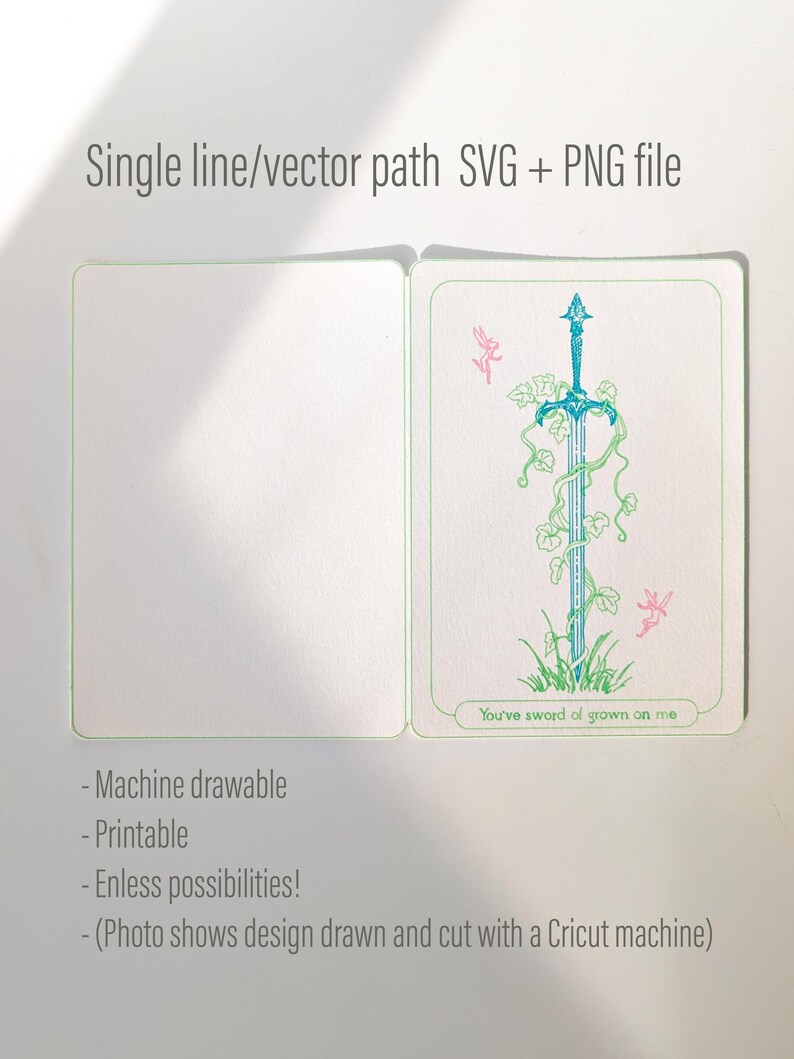 Medieval Sword With Vines Single Line SVG, PNG, Digital Download, Draw ...