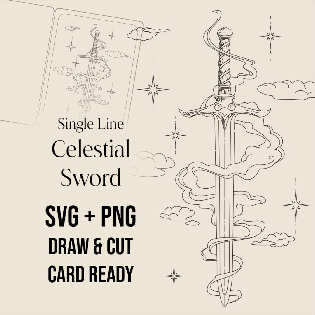 Cricut Draw Celestial Sword SVG PNG Digital Illustration Customizable ...