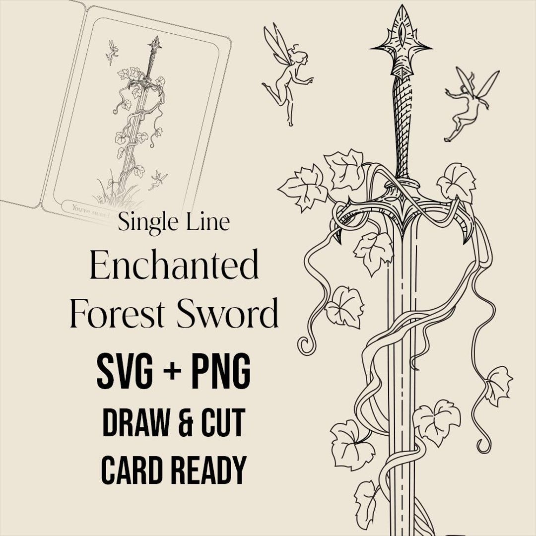 Cricut Draw Magic Sword SVG PNG Single Line Digital Illustration ...