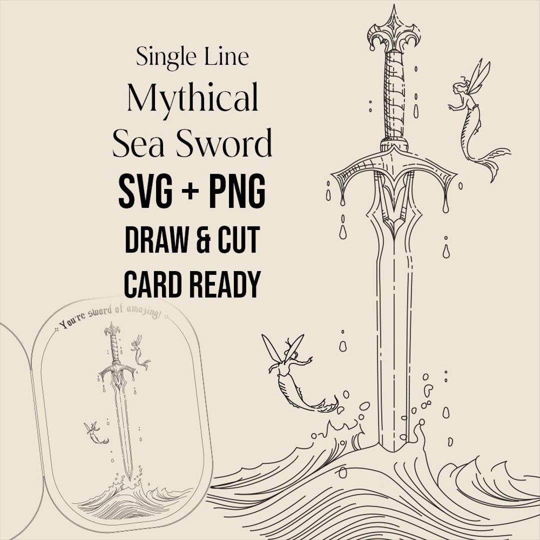 Cricut Draw Sea Sword SVG PNG Single Line Digital Illustration ...