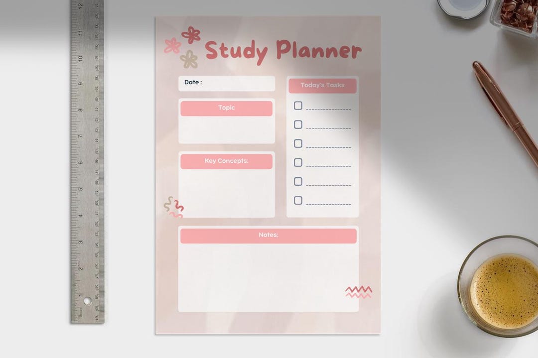 Digital Study Planner Template, Printable Academic Planner, Editable ...