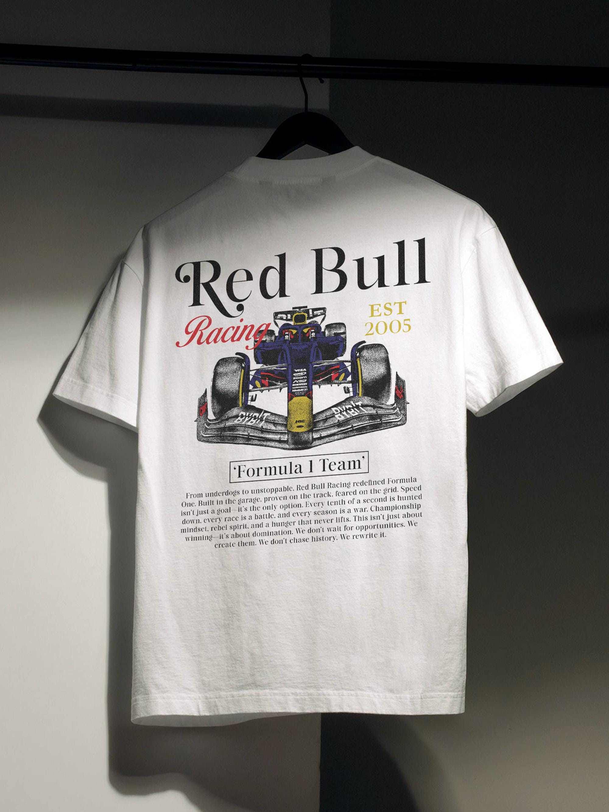 Red Bull Racing F1 T-shirt, Oversized Heavyweight Streetwear Tee, DTG ...