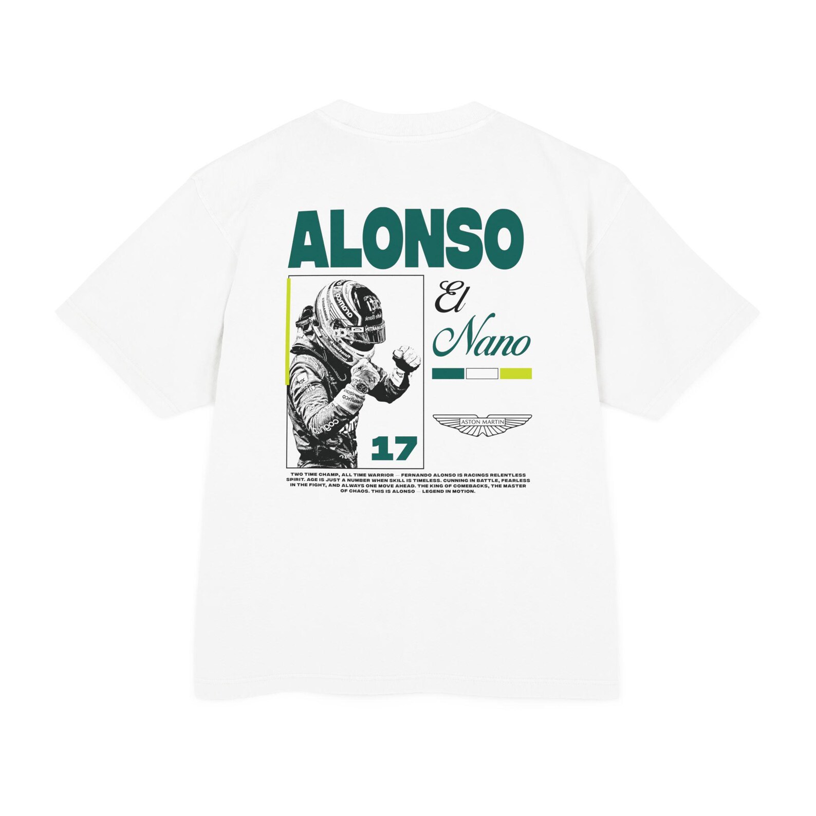 Fernando Alonso Aston Martin F1 Streetwear Tee – El Nano Oversized ...