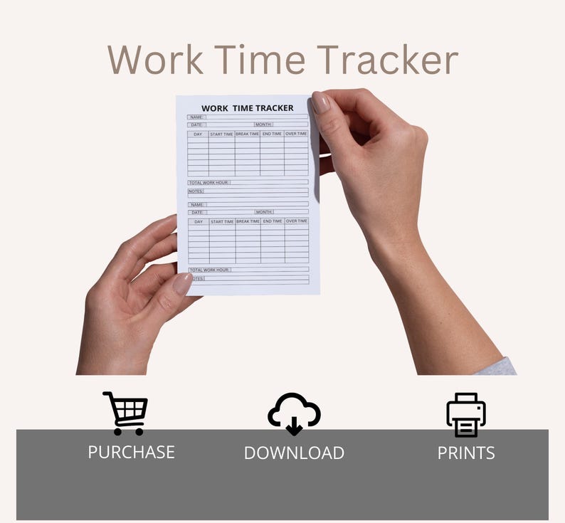 Work Time Tracker Printable | Time Management System | Productivity ...