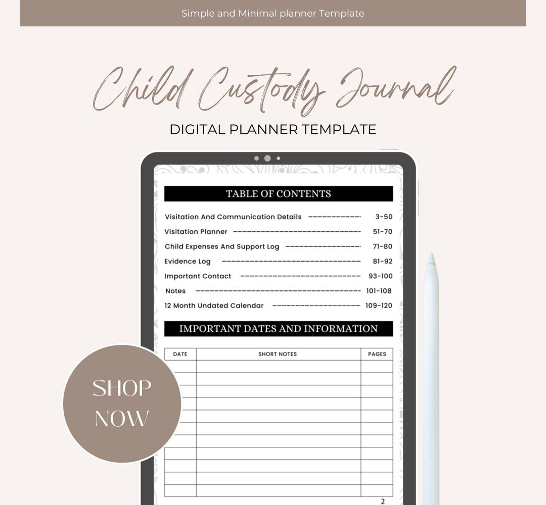 Child Custody Binder, Custody Planner Printable, Coparenting Calendar ...