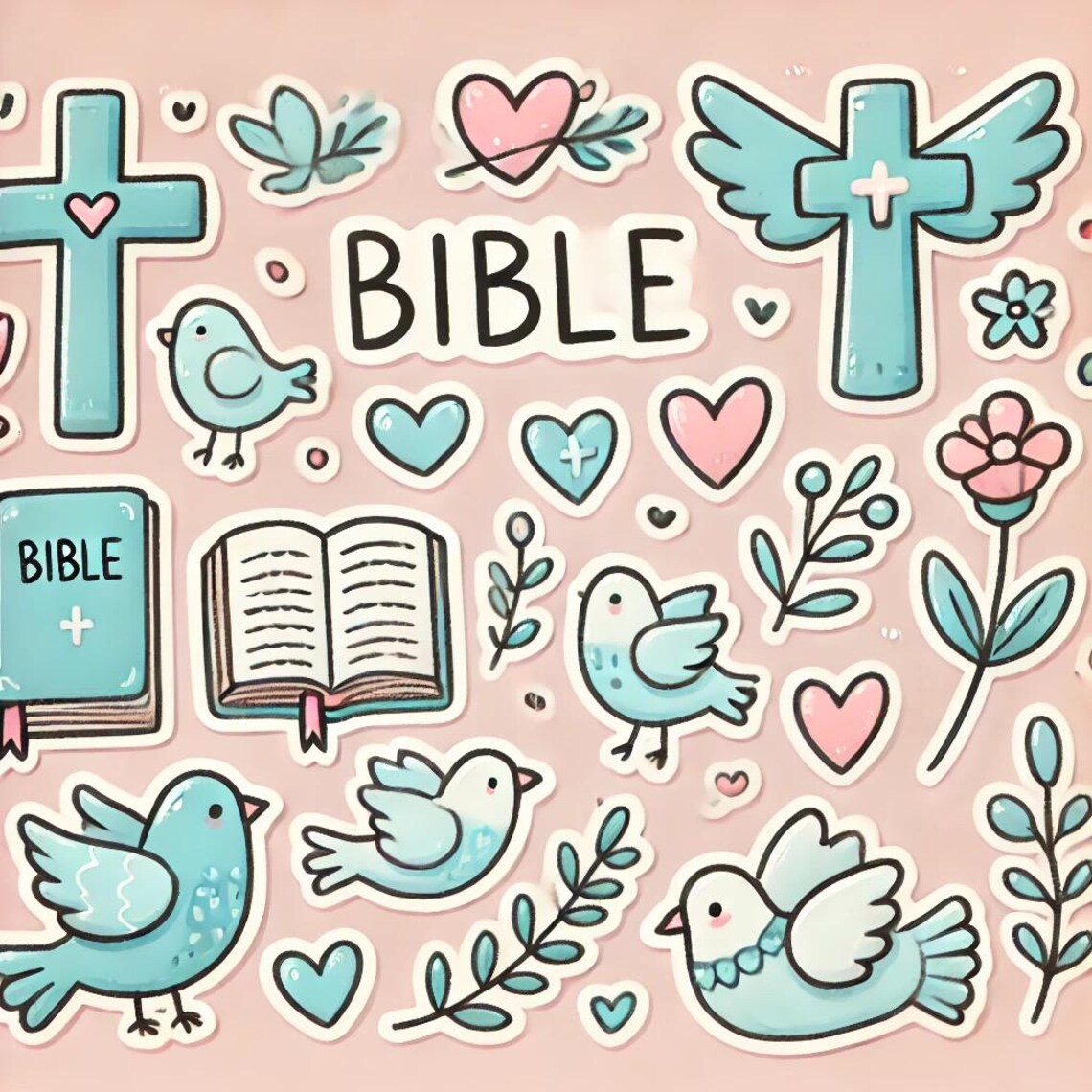 Bible Doodle Set Pastel Christian Faith Printable Cute Bible Art ...
