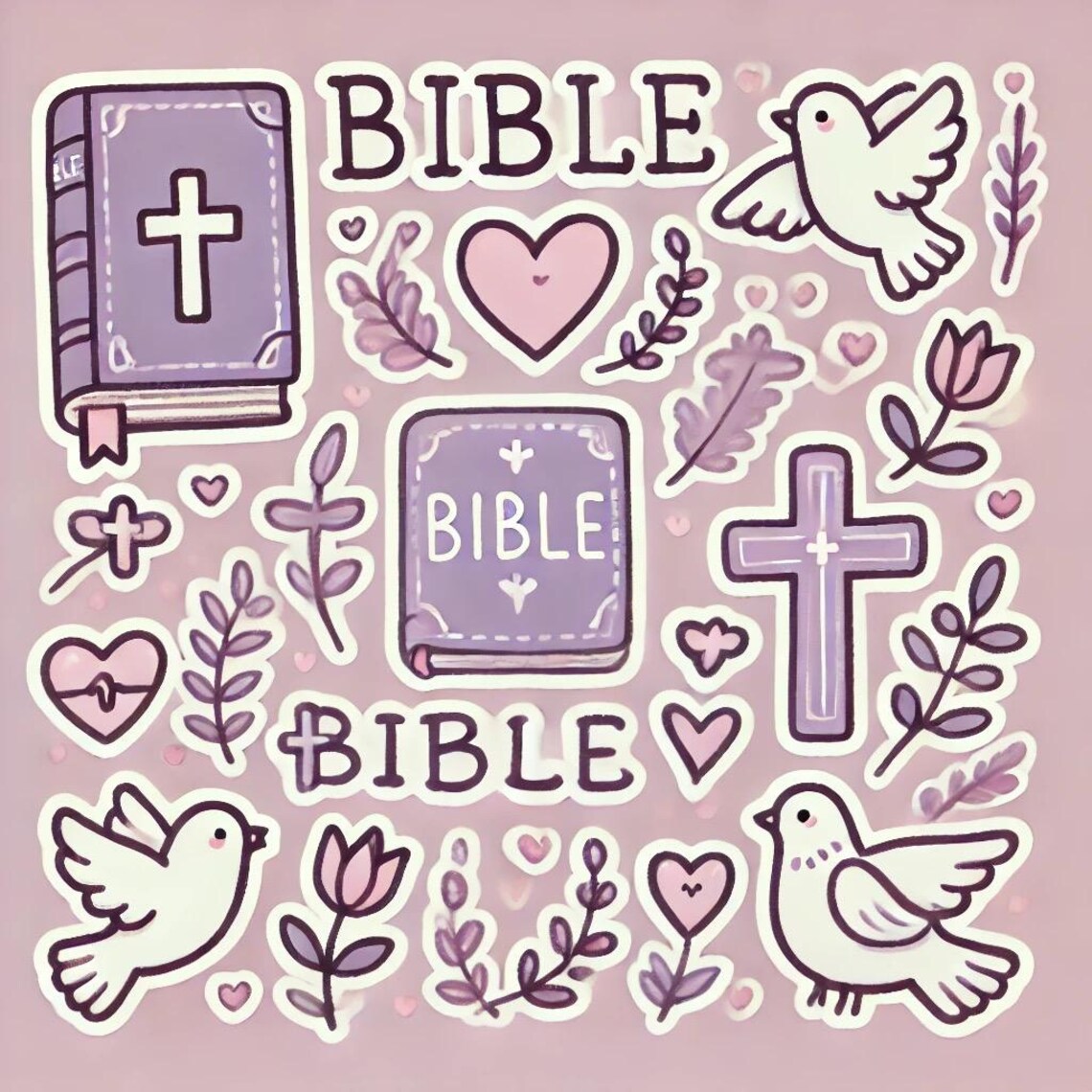 Bible Doodle Set Pastel Christian Faith Printable Cute Bible Art ...