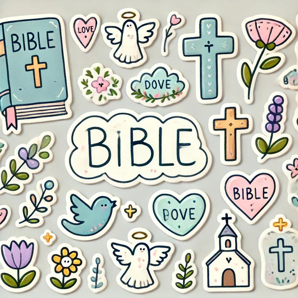 Bible Doodle Set Pastel Christian Stickers Faith Printable Cute Bible ...