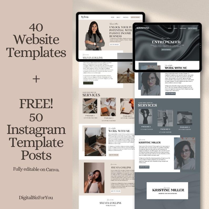 40 Canva Website Template Pack, Canva Bundle Template, Canva Website ...